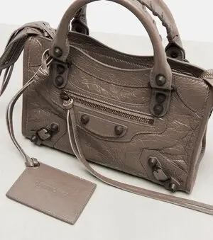 Balenciaga Le City Mini Leather Top-handle Bag - Grey