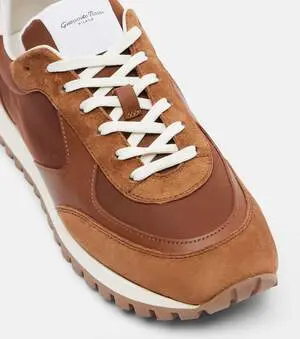 GIANVITO ROSSI Gravel Leather And Suede Lace-up Sneakers - Brown