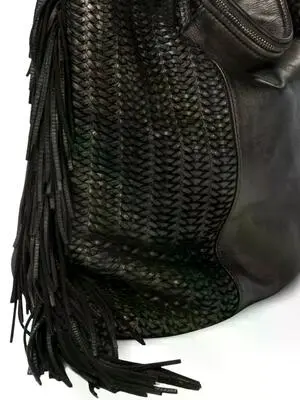 REPTILE'S HOUSE Fringed-hem Shoulder Bag - Black