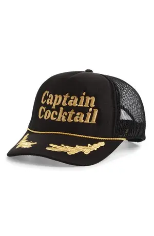 LOCAL BEACH Captain Cocktail Snapback Trucker Hat - Captain Blk/gld