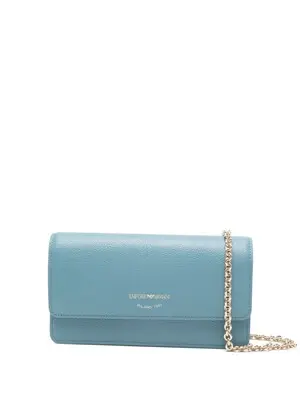 Emporio Armani Leather Wallet On Chain - Sky Blue