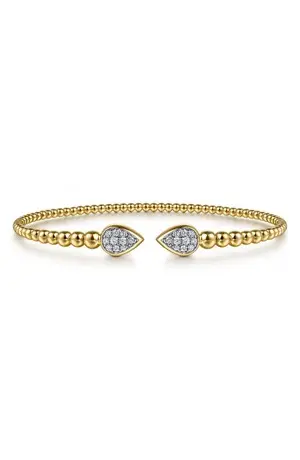 GABRIEL & CO. Beaded Diamond Pavé Cuff Bracelet In 14k