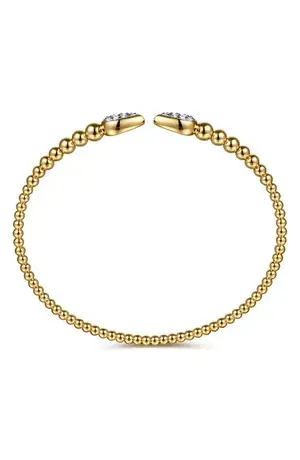 GABRIEL & CO. Beaded Diamond Pavé Cuff Bracelet In 14k