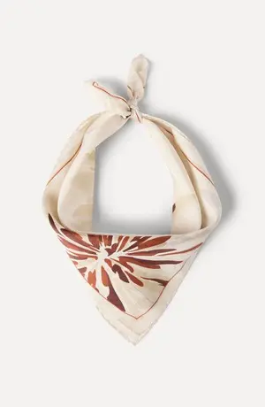 Brunello Cucinelli Bloom Print Pongee Foulard - Beige