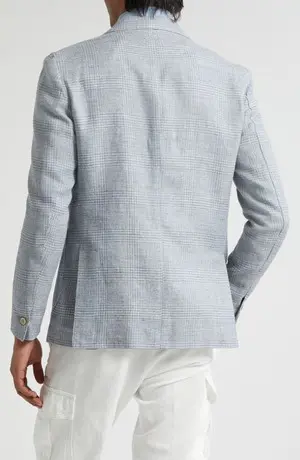 Eleventy Plaid Linen & Wool Sport Coat