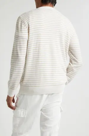 Eleventy Striped Cashmere Crewneck Sweater