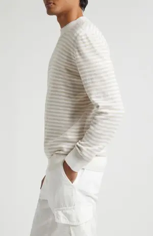 Eleventy Striped Cashmere Crewneck Sweater