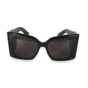 Saint Laurent Acetate Blaze Monogram Oversized Sunglasses - Black