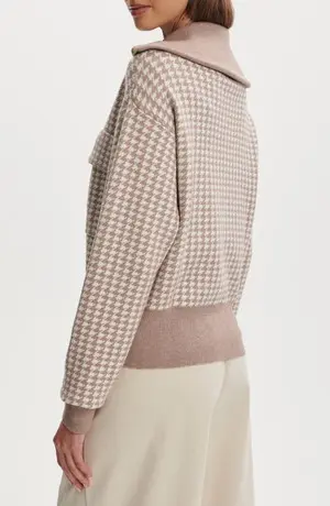 Varley Ablett Houndstooth Jacquard Zip Cardigan