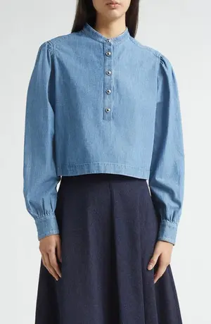 Altuzarra Margot Crop Chambray Top