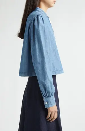Altuzarra Margot Crop Chambray Top