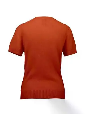 ALLUDE Fitted Short-sleeve Sweater - Orange