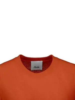 ALLUDE Fitted Short-sleeve Sweater - Orange