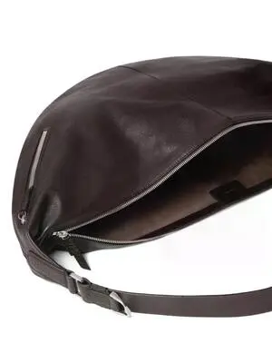 LEMAIRE Grained Leather Zip Shoulder Bag - Brown