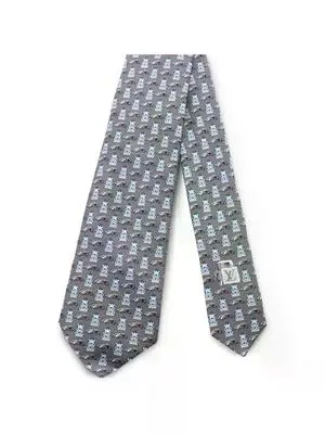 LOUIS VUITTON 2016 Globetrot Cars Silk Tie - Grey