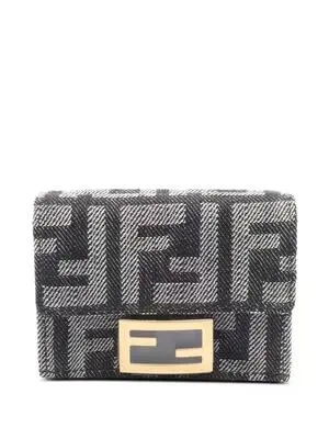 Fendi 2020 Jacquard Trifold Wallet - Black