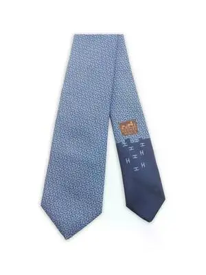Hermès Geometrical Silk Neck Tie - Blue