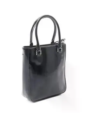 Prada 2000s Leather Logo-plaque Tote Bag