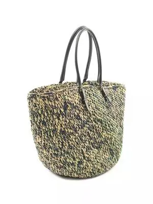 Balenciaga Raffia And Leather Basket Handbag