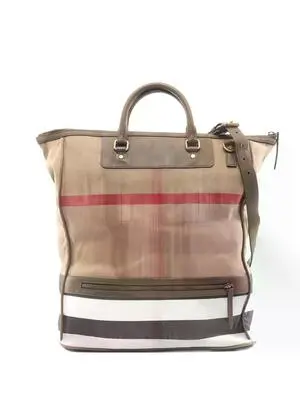 Burberry 2000s Checked Leather Tote Bag