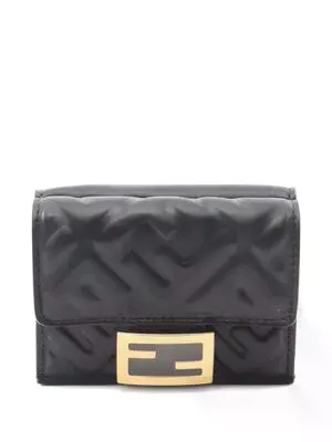 Fendi 2020s Baguette Tri-fold Wallet - Black