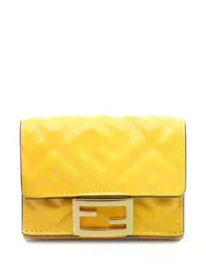 Fendi 00s Trifold Leather Wallet - Yellow