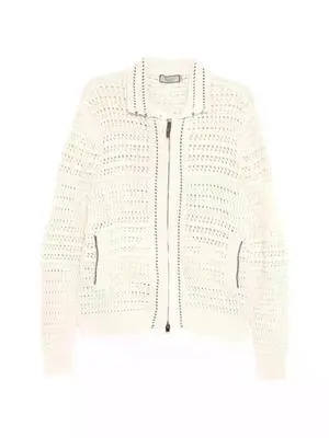 Canali Knitted Zip Cardigan - Neutrals