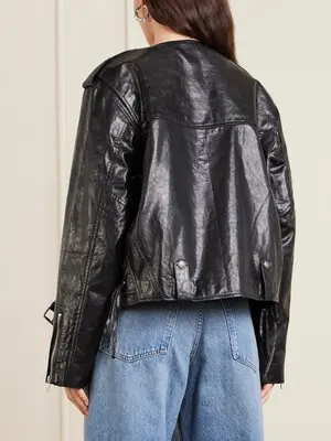 R13 Belted Embellished Leather Biker Jacket