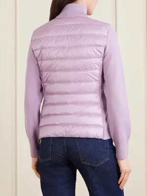 Moncler Appliquéd Wool And Quilted Shell Down Cardigan - Purple