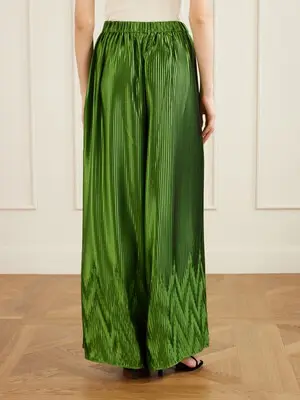 DIMA AYAD Metallic Plissé-satin Wide-leg Pants