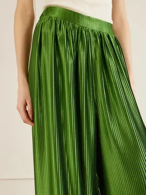 DIMA AYAD Metallic Plissé-satin Wide-leg Pants