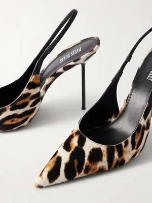 Paris Texas Lidia Leopard-print Calf-hair Slingback Pumps