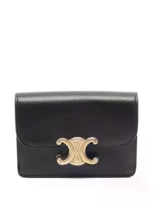 Celine 2020s Triomphe Leather Wallet - Black