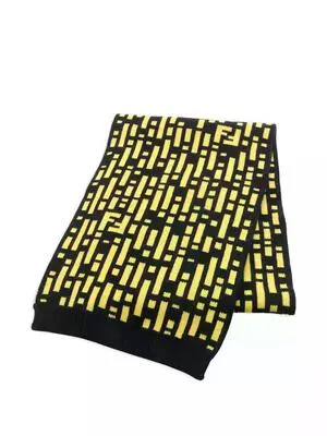 Fendi 10s Patterned Scarf - Black