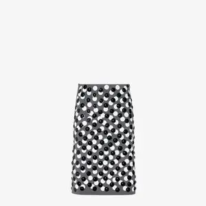 Fendi Straight-cut Midi Skirt With Polka-dot Embellishments - Black