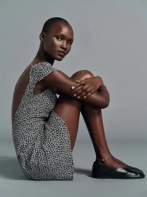 REFORMATION Blaine Leather Flat - Black