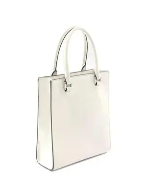 Prada 2010s Embossed Logo Leather Tote Bag - Neutrals