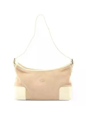 Loewe 2000s Anagram Leather Shoulder Bag - Neutrals