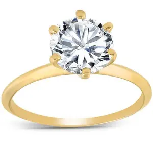 BLISS DIAMOND 2 Ct Round Solitaire Diamond Engagement Ring In 14k Gold - 14k Yellow Gold