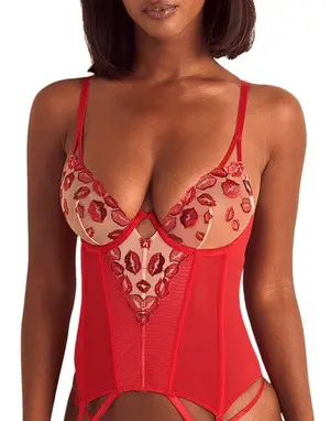 ADORE ME Besos Unlined Plunge Bustier - Dark Red