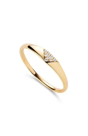 ANA LUISA Solid Trillion Diamond Signet Ring - Gold