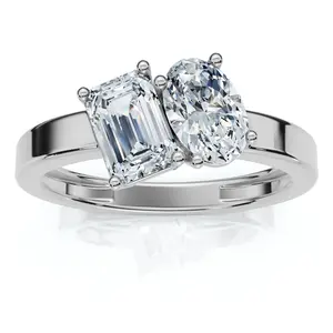 BLISS DIAMOND Toi Et Moi 1ct Diamond Ring In 14k Gold - 14k White Gold