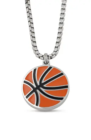 LARSON JEWELERS Stainless Steel Basketball Pendant Necklace - Orange/18in