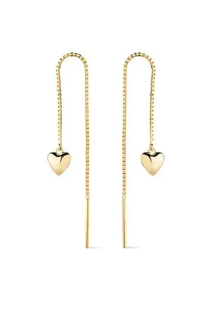 ANA LUISA 14k Plated Threader Earrings With Heart Pendant - Gold