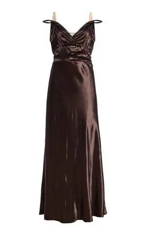 Miu Miu Strap-detailed Satin Maxi Dress