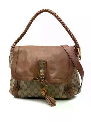 Gucci Gg Canvas Bella Flap Satchel - Brown