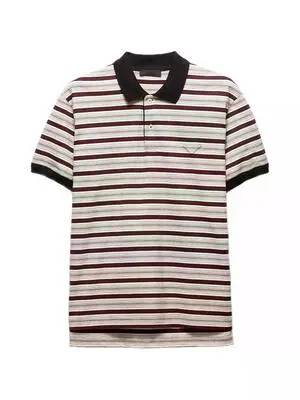 Prada Striped Short-sleeve Polo Shirt