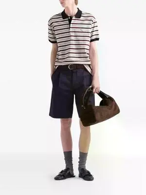 Prada Striped Short-sleeve Polo Shirt