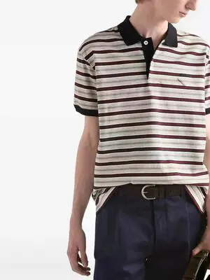 Prada Striped Short-sleeve Polo Shirt