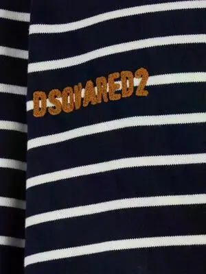Dsquared2 Striped Embroidered Polo Shirt - Blue